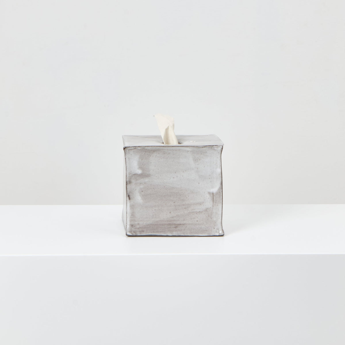 Ceramic Square Tissue Box in Brushed White on Grey, Tissue Box – Claude ...