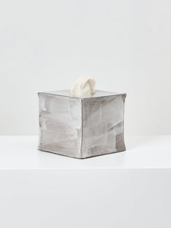Ceramic Square Tissue Box in Brushed White on Grey, Tissue Box – Claude ...