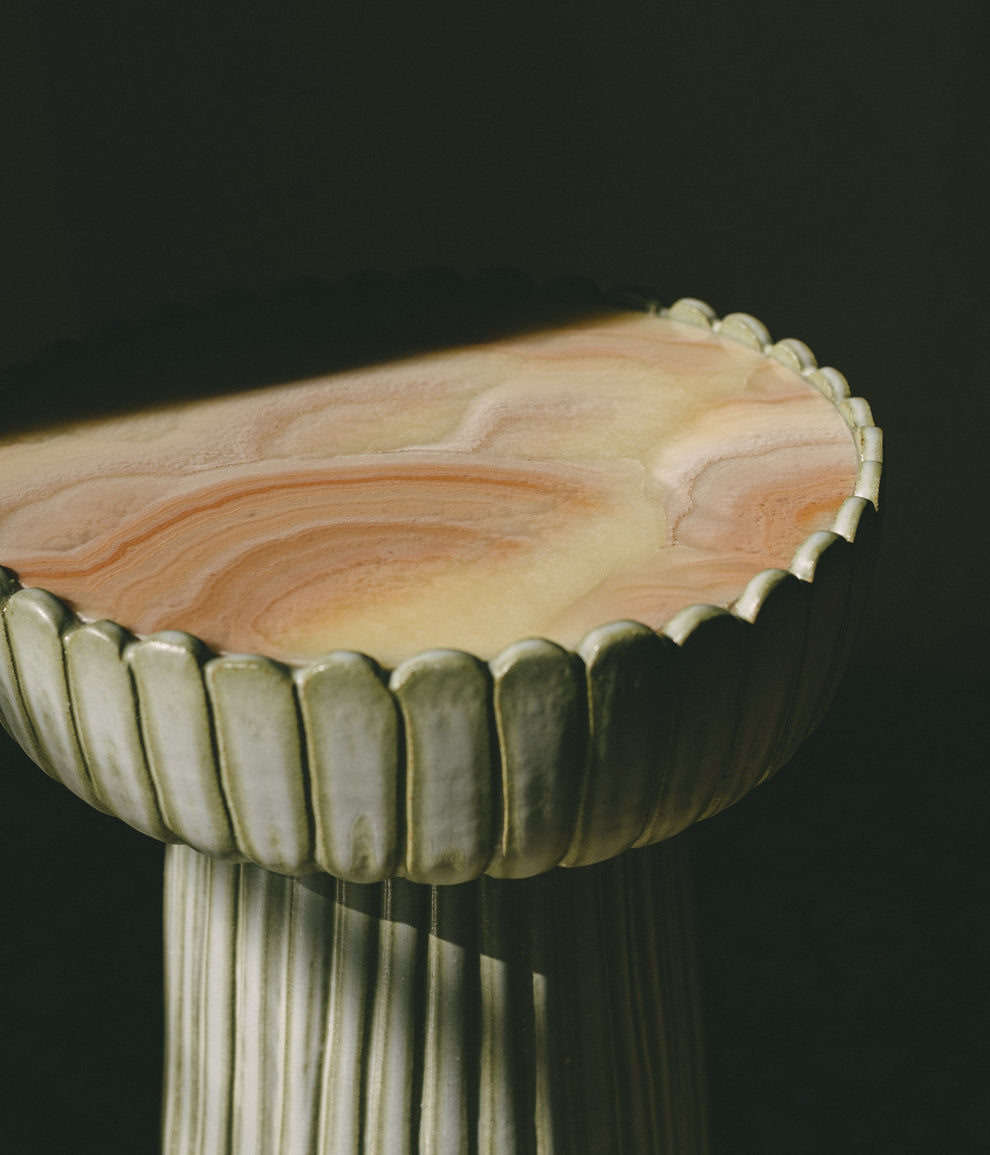 Clam Table with Stone Top, End – Claude Home