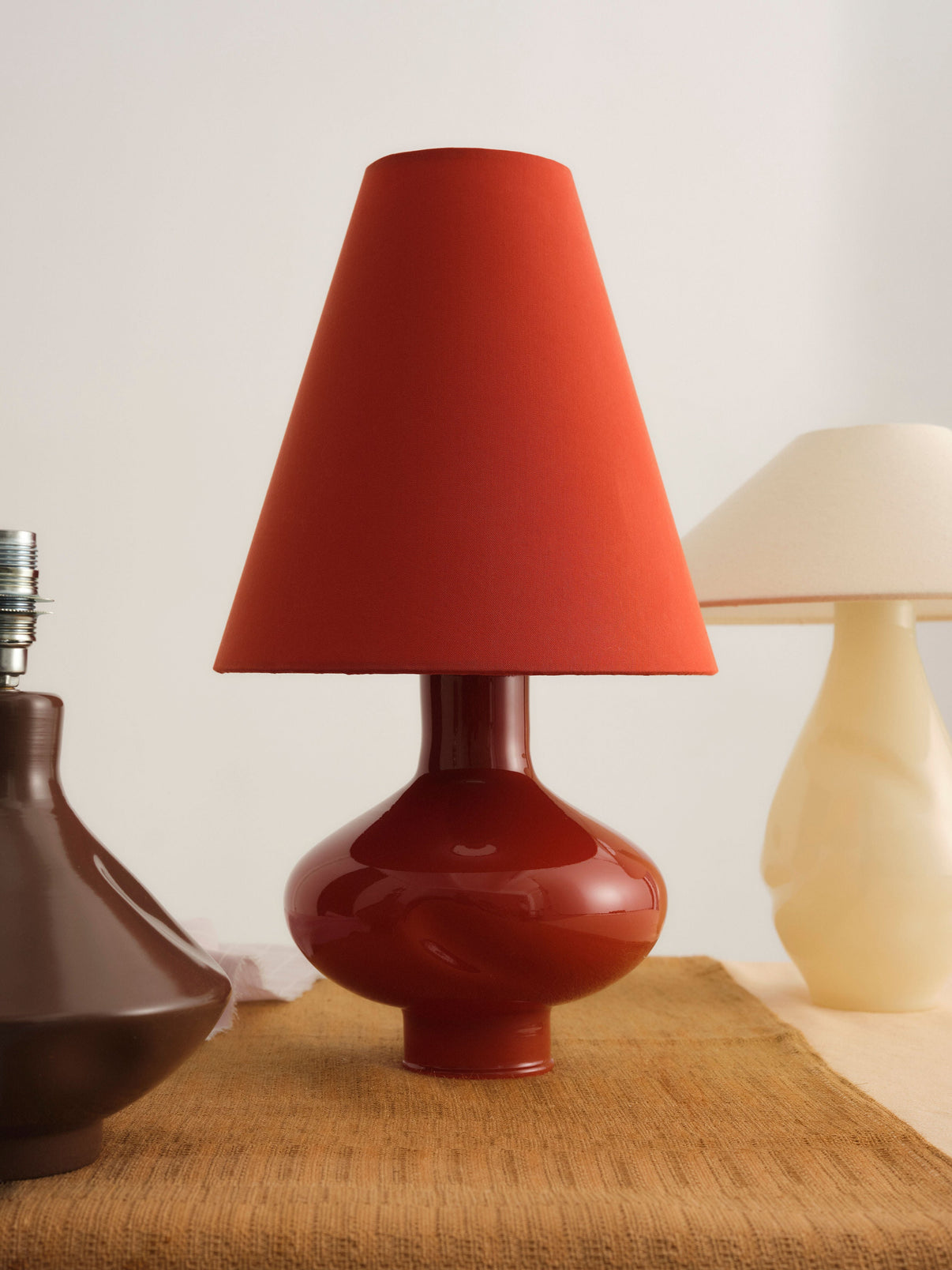 Dark Red Conical Glass Lamp II by Los Objetos Decorativos, Table Lamps ...