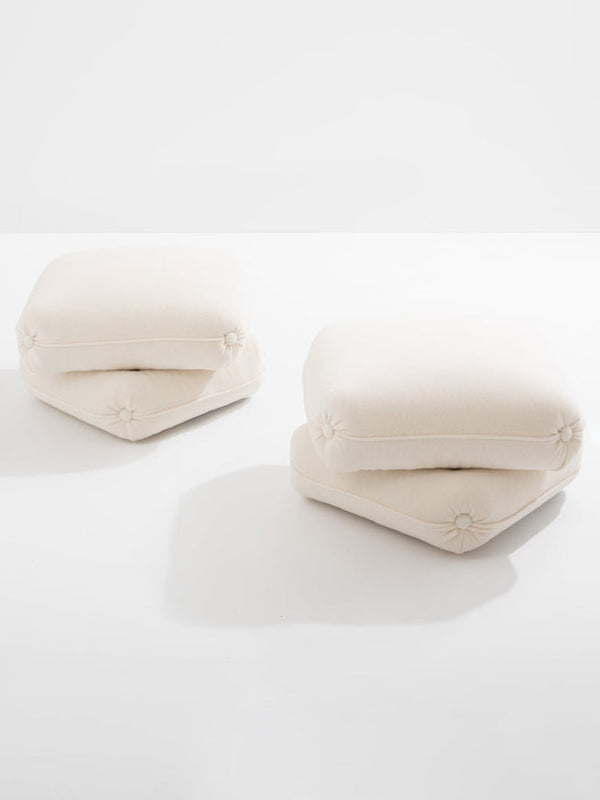 Jacques Charpentier for Maison Jansen Pair of Ottomans in White Alpaca ...
