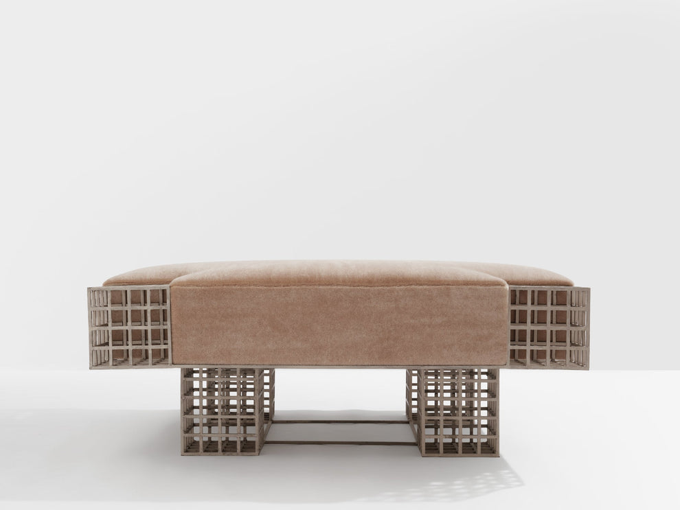 Large Bench Ottoman by Carla Sozzani in Milan Mohair Velvet, 1990s ...
