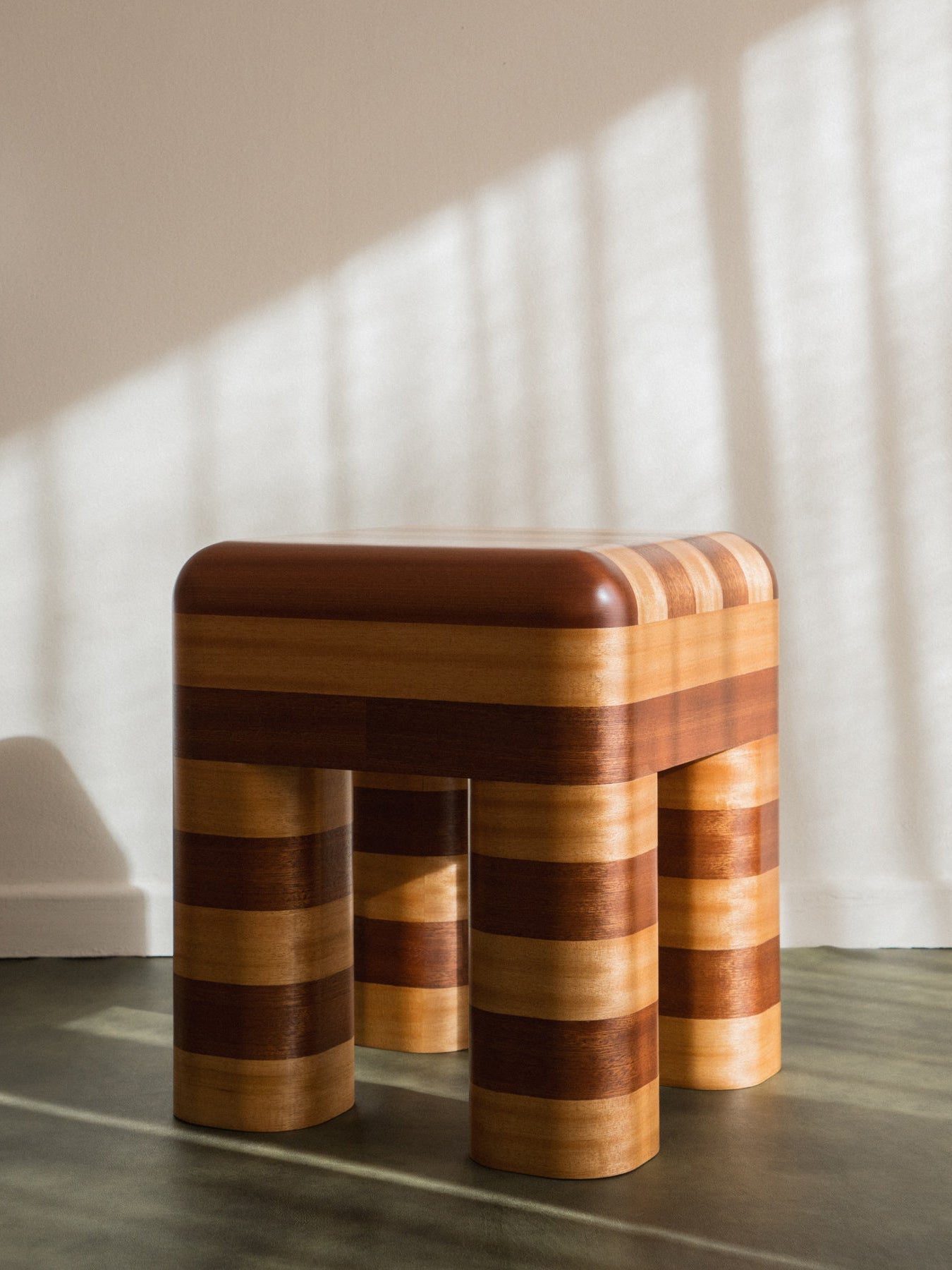 Marcello Striped Wooden Stool / Side Table, End Tables – Claude Home