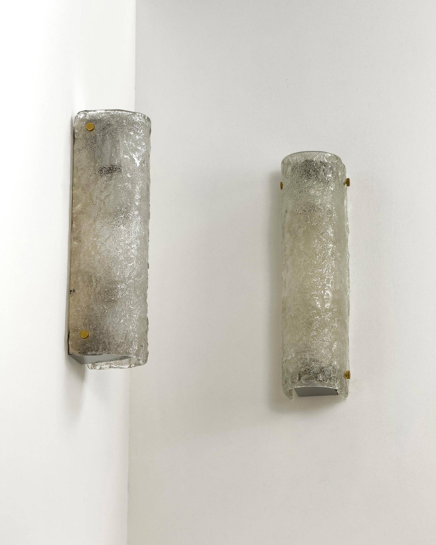 Pair of Italian Wall Sconces - Handcrafted Frosted Glass, 1960s/70s ...