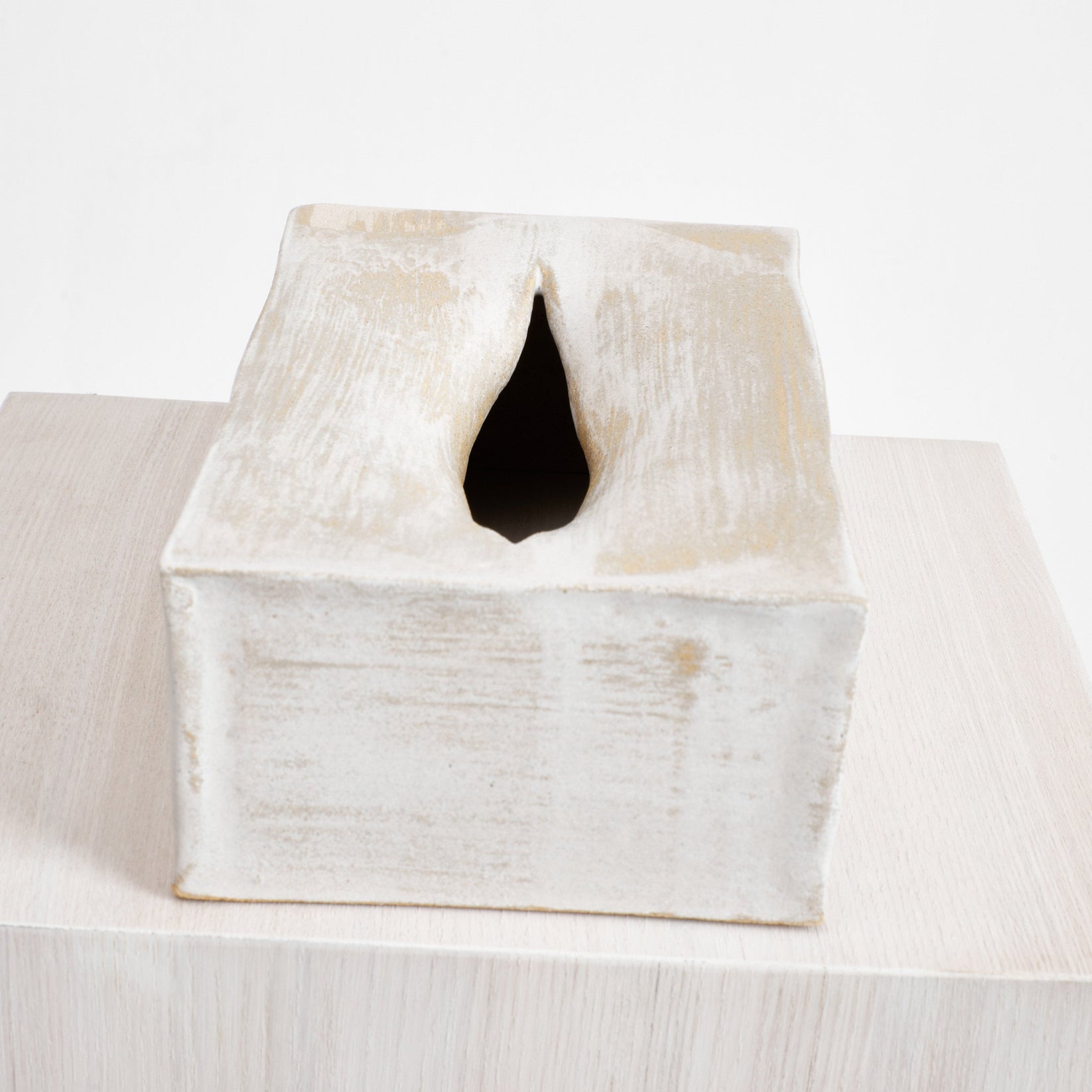 Ceramic Tissue Box in Brushed White, Bath – Claude Home