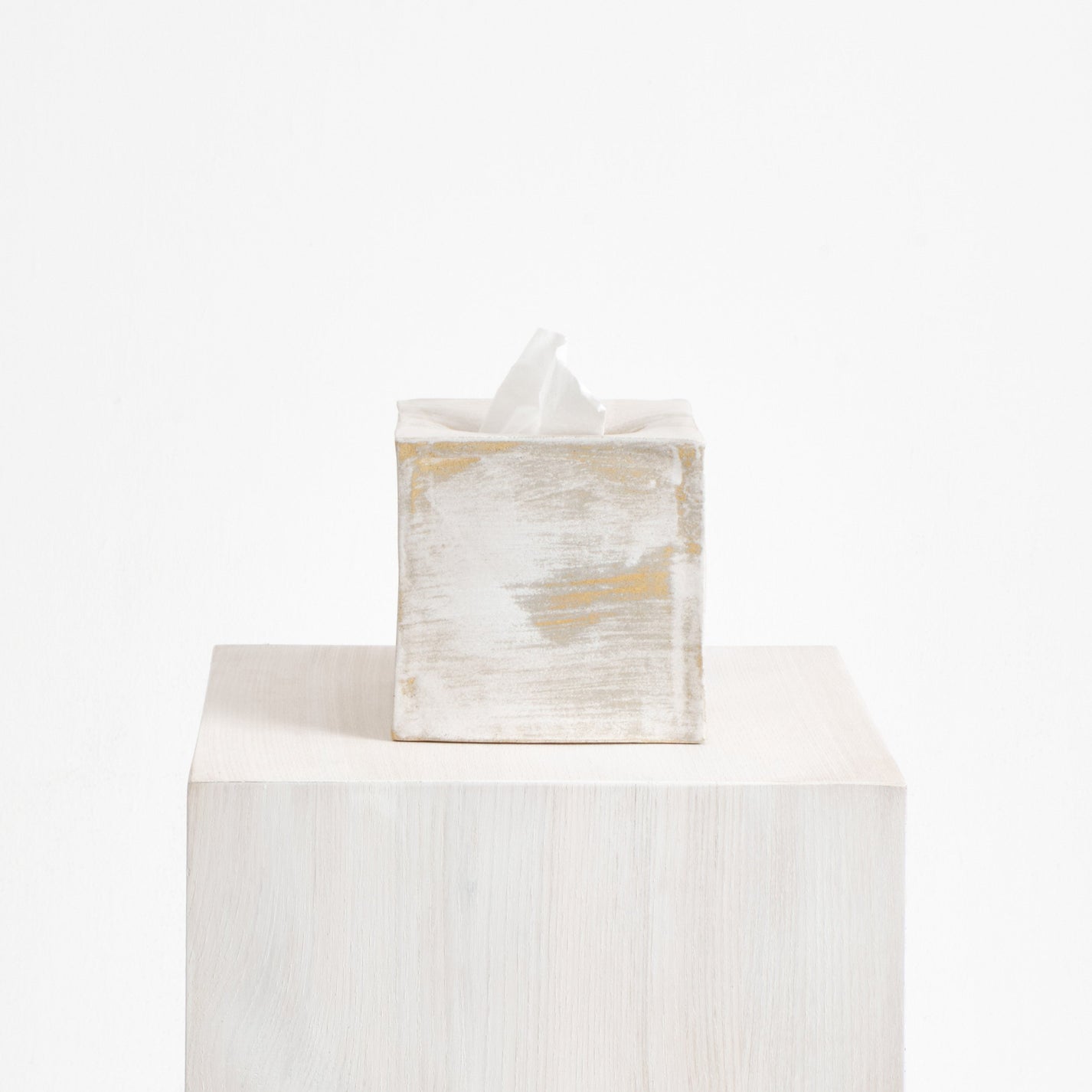 Ceramic Tissue Box - Square in Brushed White, Bath – Claude Home