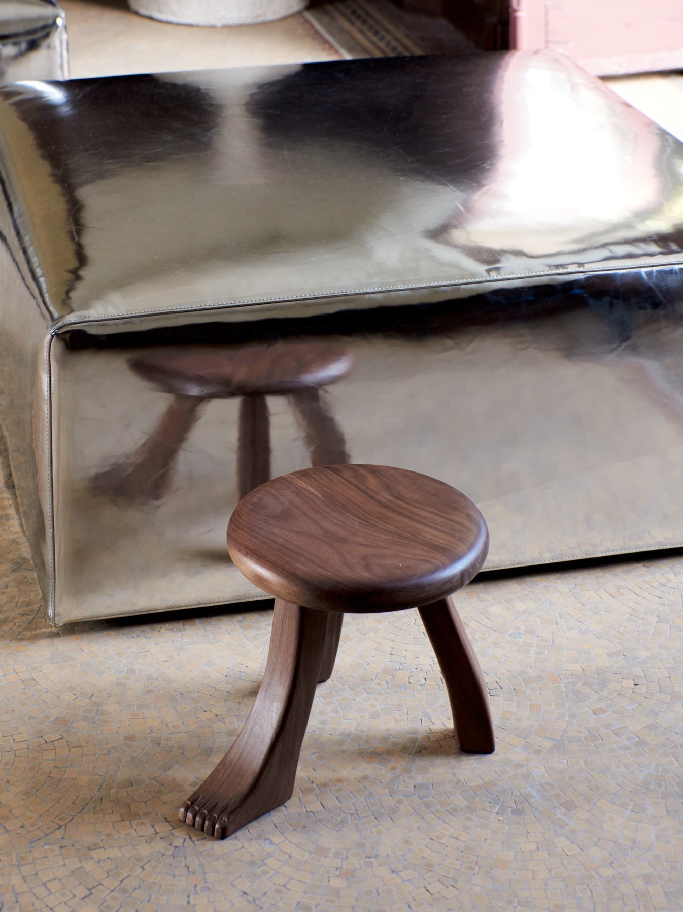 Foot Stool in Walnut, Stools – Claude Home
