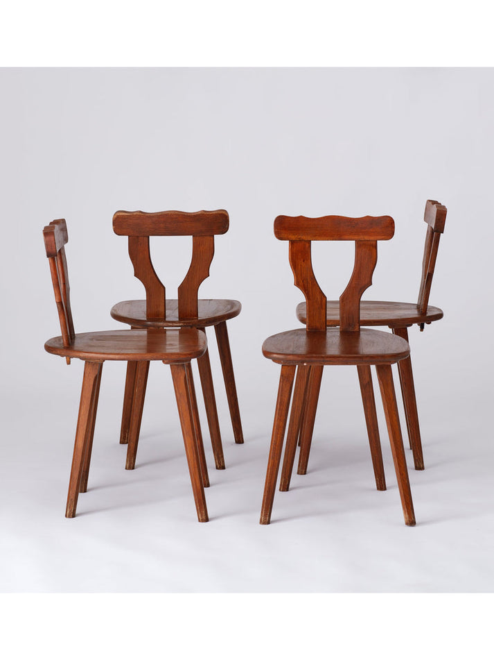 Set of Four Vintage Hand Carved German Oak Dining Chairs, Dining Chairs ...